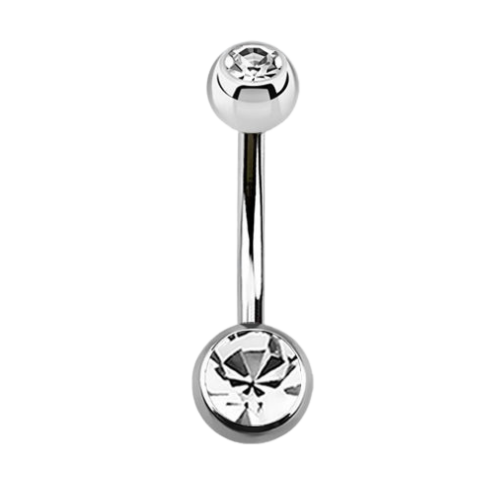 Double Jewelled Navel Bar Small Stone – Queen Of Steel