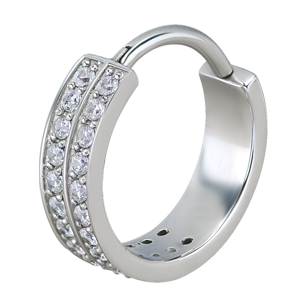 Paved Double Row Hinged Ring – Queen Of Steel