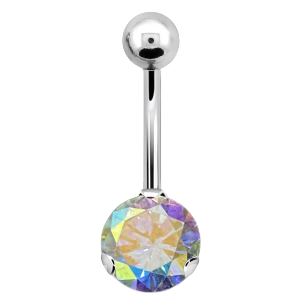 Prong Set Single Jewelled Navel Barbell – Queen Of Steel