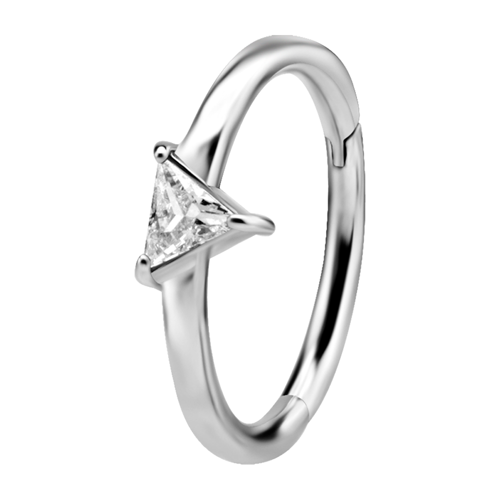 Triangle Cubic Zirconia Conch Hinged Ring – Queen Of Steel