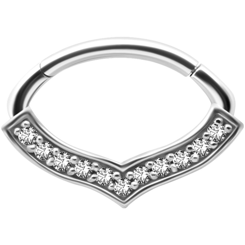 Premium Zirconia Oval Temple Hinged Clicker – Queen Of Steel