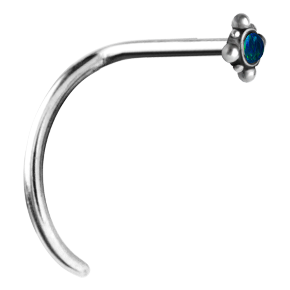 Square Ornate Opal Curved Nose Stud – Queen Of Steel