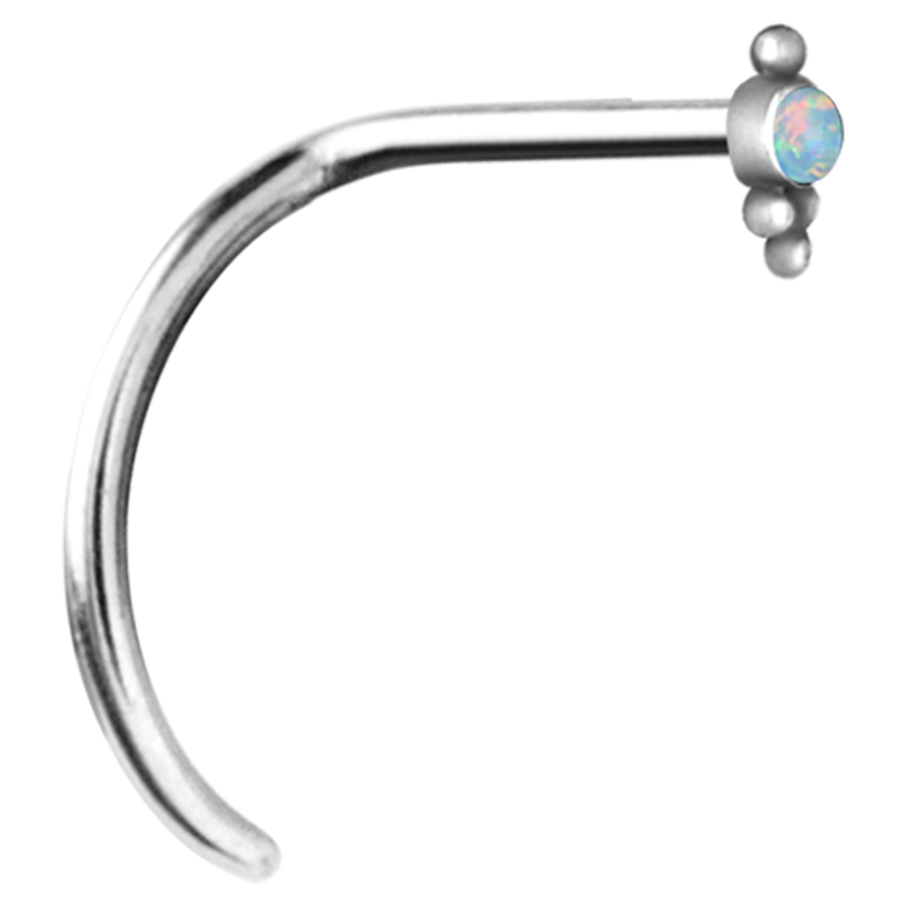 Long Ornate Opal Curved Nose Stud – Queen Of Steel