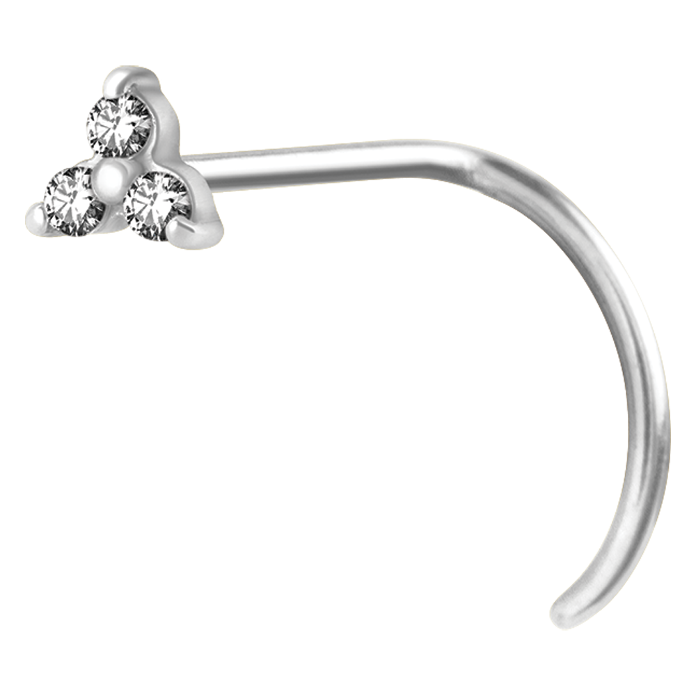 Trinity Jewelled Curved Nose Stud – Queen Of Steel