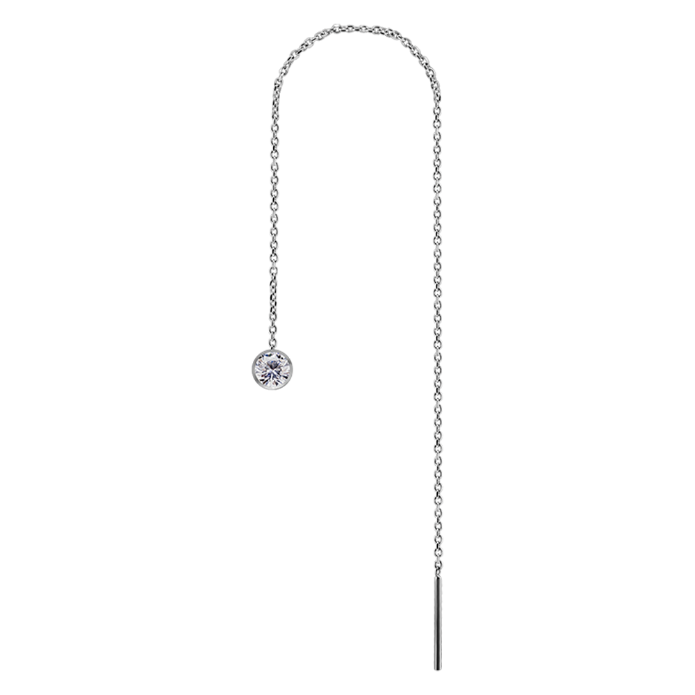 Threader with Bezel Set Zirconia – Queen Of Steel