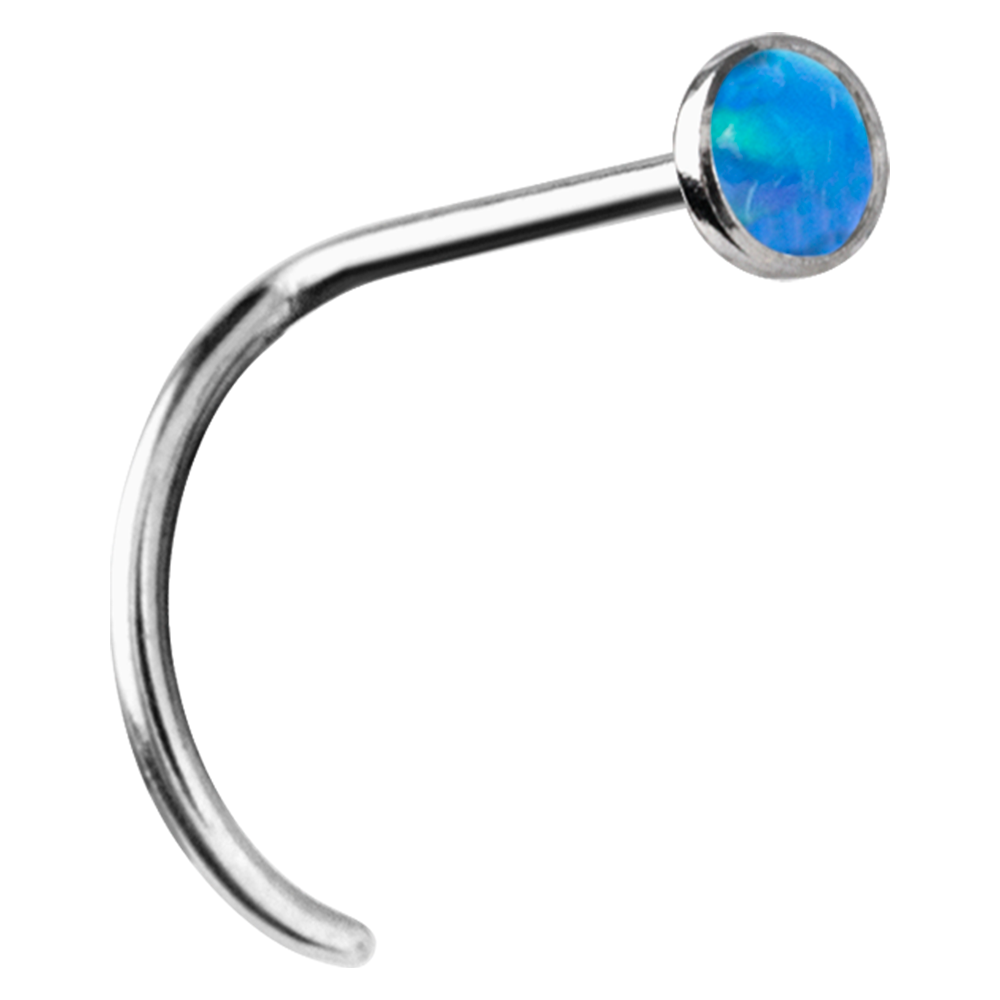 Bezel Set Opal Curved Nose Stud – Queen Of Steel